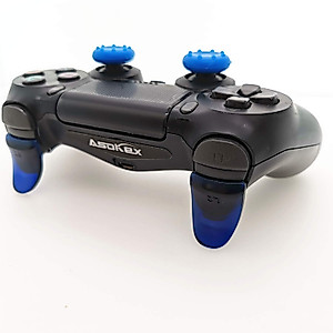 L2 R2 Ps4 Trigger Extenders (2 Pairs L2 R2 Triggers, 4pcs Joystick Cap, 2 Pairs LED Light Bar Decal) for Ps4 Controller(Blue)