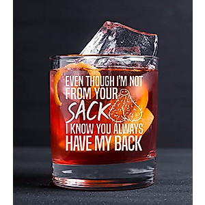 CARVELITA I Know You Always Have My Back Whiskey Glass - 11oz Old Fashion Bourbon Rocks Glass - Bonus Dad Gifts - Step Dad Gifts - Birthday Gifts For Stepdad - Stepdad Gifts - Sarcastic Gifts