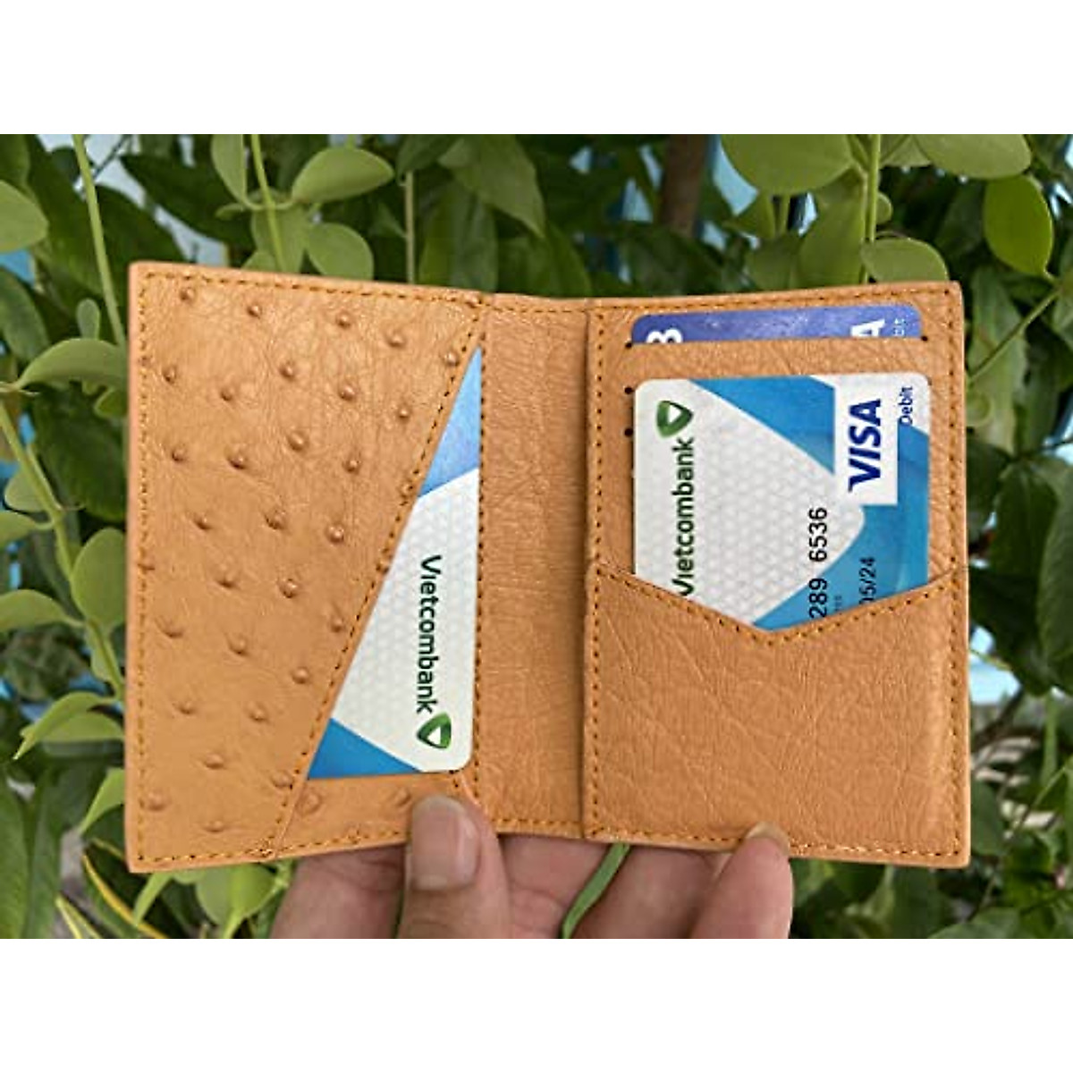 Double side Orange Body Ostrich leather skin Credit Cardholder, leather credit cardcase, leather creditcard cover