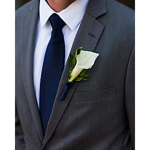 boxed-gifts Clip on Ties for Men - Premium Navy Solid Color Clip on Tie