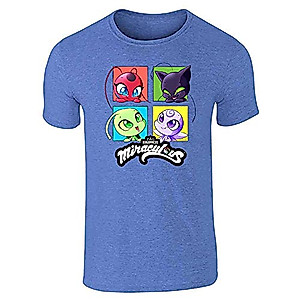 Pop Threads Miraculous Ladybug Kwami Merch Tshirt Tee T Shirt Unisex Men Women Girl Boy Heather Royal Blue M