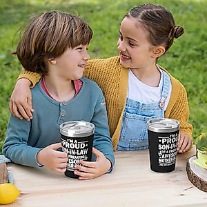 I'm A Proud Son In Law Of A Freaking Awesome Mother In Law Gifts 12oz Stainless Steel Coffee Tumbler Travel Coffee Mug Insulated Coffee Mug with Lid Spill Proof Coffee Cup Portable Thermal Mug-NN
