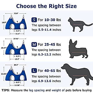 Megeo Dog Grooming Hammock, Pet Grooming Hammock for Small Dogs, Dog Grooming Harness, Grooming Hammock Helper for Dogs with Nail Clippers/Nail Trimmers (Blue, Small)