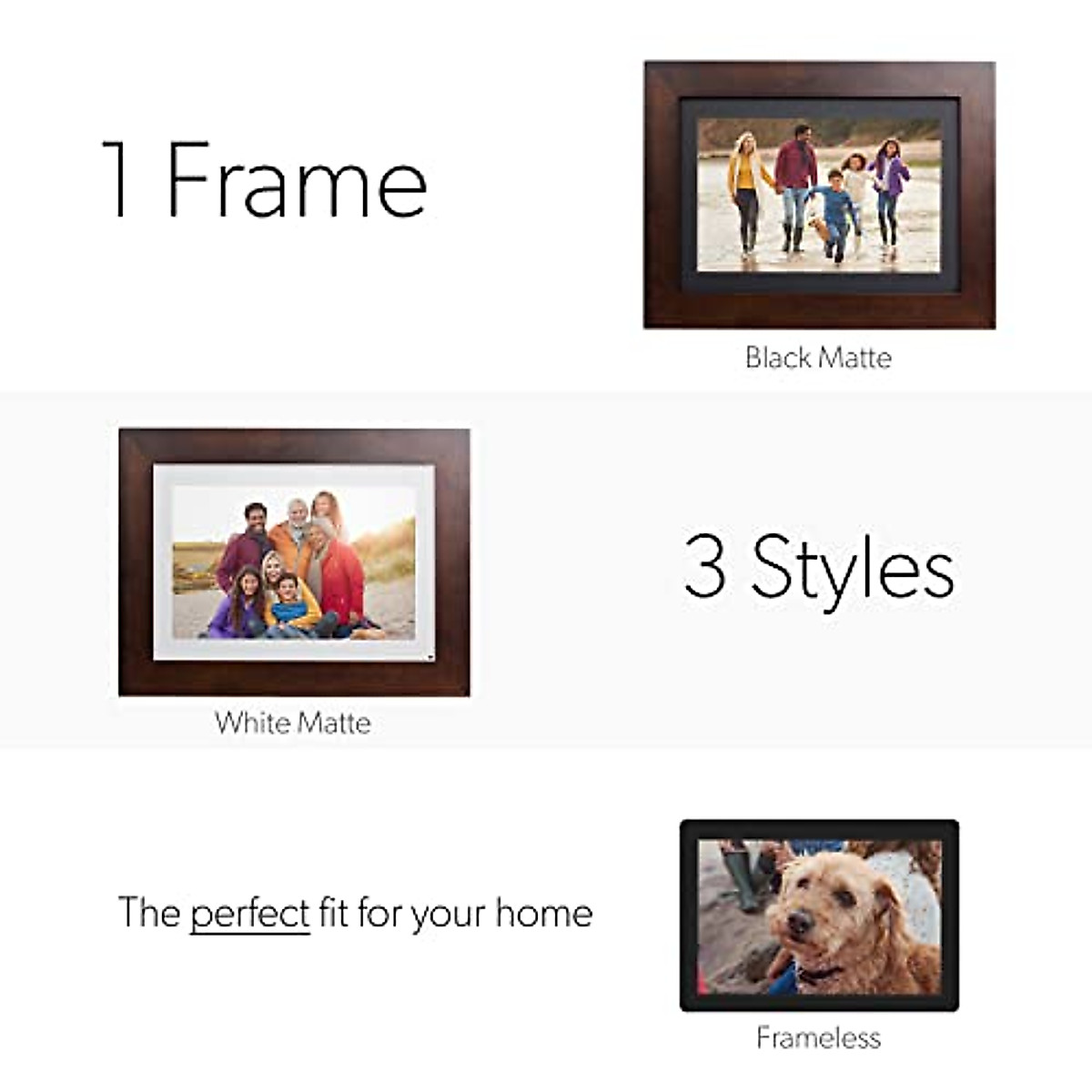 Brookstone PhotoShare 14” Smart Digital Picture Frame, Send Pics from Phone to Frames, WiFi, 8 GB, Holds 5,000+ Pics, HD Touchscreen, Premium Espresso Wood, Easy 1-min Setup