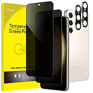 JETech Privacy Screen Protector for Samsung Galaxy S23 5G 6.1-Inch with Camera Lens Protector, Anti-Spy Tempered Glass Film, Fingerprint ID Compatible, 2-Pack Each