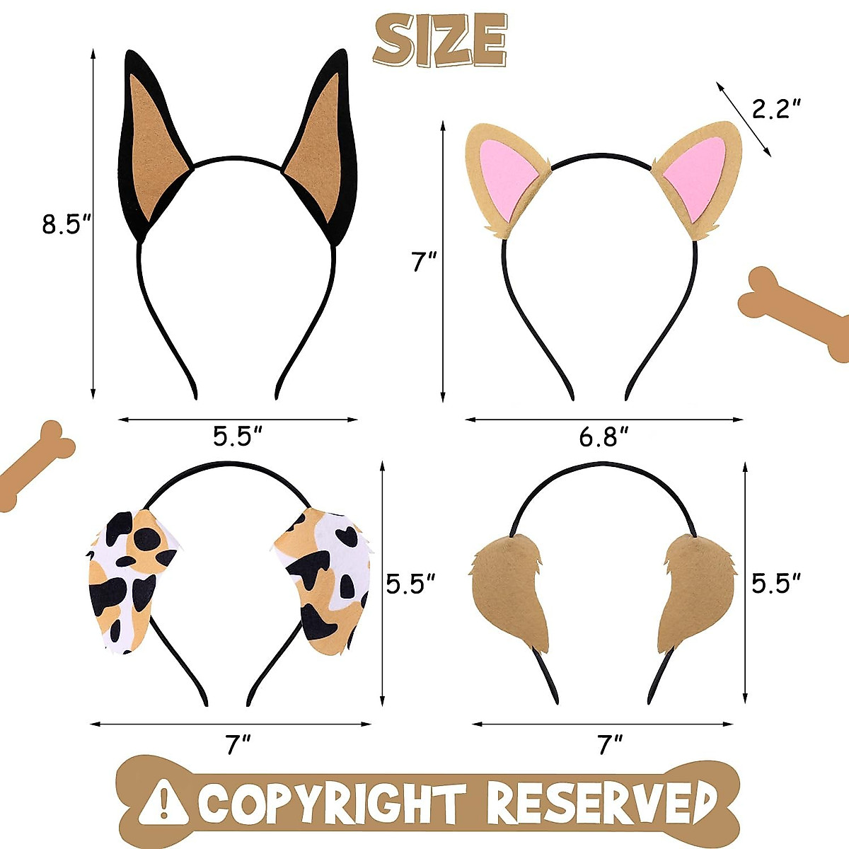 CiyvoLyeen 15 PCS Puppy Dogs Ear Headbands for Pet Birthday Party New Year Favors Dog Theme Costumes Dress-up Photo Booth Props Cute Puppy Baby Shwer Party Supplies Gift
