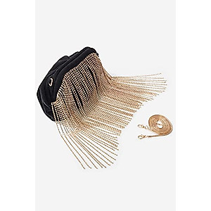 BABEYOND Women's Rhinestone Clutch Evening Bag - Velvet Glitter Tassel Sparkly Purse for 1920s Party Prom Wedding