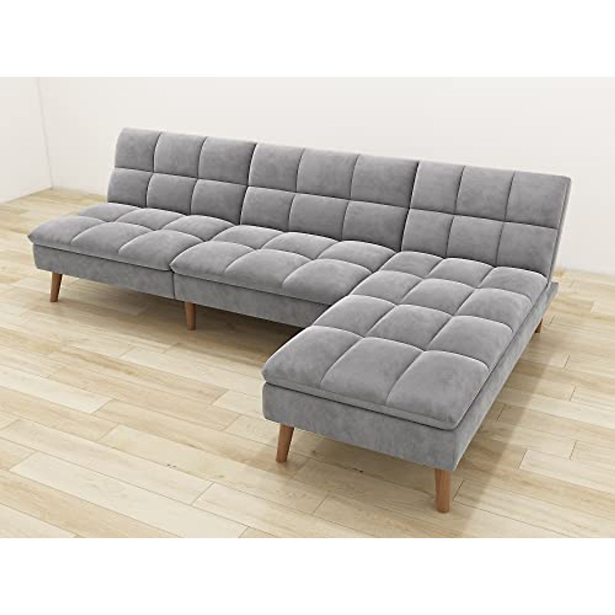 Gold Sparrow Bovey Convertible Sofa Bed Sectional, Fog