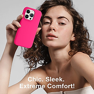 GONEZ Magnetic for iPhone 14 Pro Case, [Compatible with Magsafe] [2X Screen Protector + 2X Camera Lens Protector], Liquid Silicone Shockproof Protective Phone Case for iPhone 14 pro 6.1", Rose Red