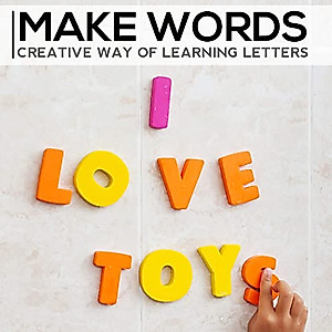 Bath Foam Alphabet Letters Toys - Non-Toxic Bathtub ABC Letters for Kids Toddlers - Premium Educational Floating Animals Puzzles with Toy Organizer for Baby Boys Girls - Set of 52 Pcs