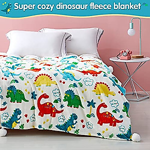 Andywoo Dinosaur Baby Blanket for Boys and Girls, Dinosaur Toddler Blanket, Warm Soft Fluffy Lightweight Fleece Blanket with Colorful and Cute Cartoon Dinosaur Design on Both Sides, 30x40 Inches
