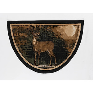 Great American Distributors Hearth Slice Fireplace Rug - Log Cabin Decor, Kitchen Carpet, Accent Rug, for Wood Floors, Fire Resistant Mat, Nature Scene, Deer 2'2" x 3'3" (Brown/Green)
