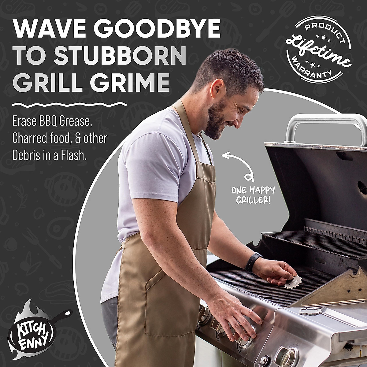 KITCHENNY Grill Scraper Gadget - Unique BBQ Grill Accessories, Perfect BBQ Gifts for Men Who Like Grilling, Grilling Gifts for Men, Dads Who Have Everything