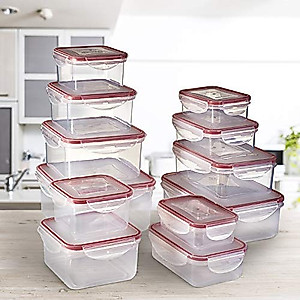 SEALCO Food Storage Containers with Lids – 12 Pack Set (24 Pieces Total) -Reusable Plastic Containers – BPA-Free, Stackable, Microwave, Dishwasher, Freezer Safe – Airtight