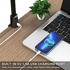 Levotar Led Desk Lamp, 24W Eye-Caring Architect Desk Lamps for Home Office, 1800LM Large Auto Dimming Overhead Desk Light with USB Charging Port, 45 Minutes Timer, 5 Color Modes