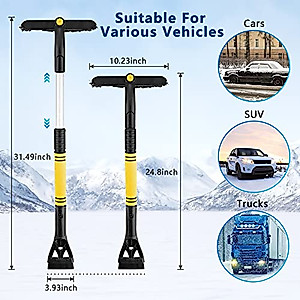 Ice Scraper, Ice Scrapers for Car Windshield, Multifunctional Snow Scraper and Ice Scraper, Snow Scraper for Car Windshield, Window and Side Mirrors