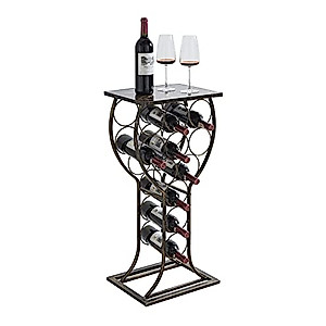 Kings Brand Furniture - Freestanding Wine Rack Stand Storage & Display Holder - Holds 11 Bottles, Brushed Gold Finish