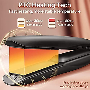 Sunmay Voga Cordless Hair Straightener and Curler 2 in 1, Cordless Travel Flat Iron for Touching Up Short Thin Fine Hair On The Go, Mini Portable Straightener with 4800mAh Battery, Quick Heat Up