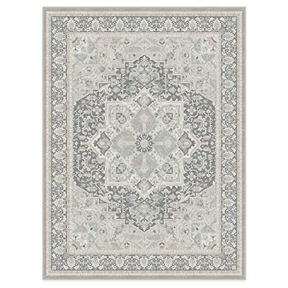 RUGGABLE x Hendesi Heriz Washable 9x12 Large Area Rug, Abalone, Premium Vintage Rugs for Living Room, Bedroom, Kitchen, Office, Classroom with Gripper Non Slip Pad