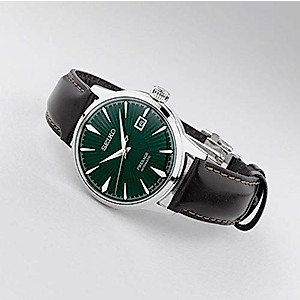 SEIKO mens PRESAGE 'Mockingbird' Cocktail Green Dial with Brown Leather Watch SRPD37J1