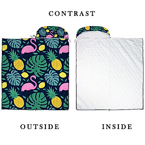 Folding Sleeping Bag Sleep Bag Tropical Pineapple Flamingo Palm Leaves Cover Mat for Travel Camping Hiking Women Men Adult 3 Seasons