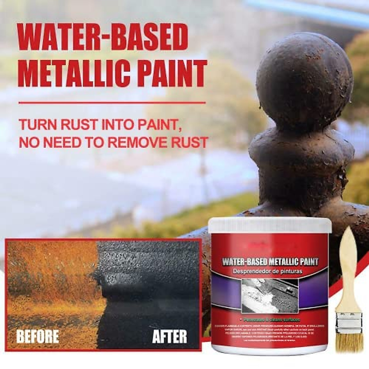 Plimida 100ML Water-Based Metal Rust Remover, Chassis Rust Converter, Multi Purpose Anti-rust Rust Remover Repair Protect, Maintenance Cleaning Rust Dissolver for Car, SUV, Truck, with Brush (1Pcs)