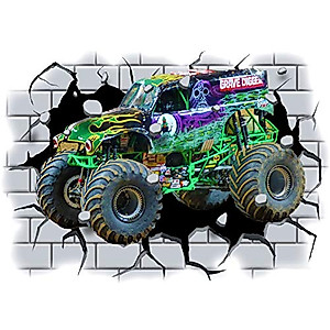 EOA 5(W) x3(H) FT Monster Car Truck Photography Backdrop Racing Cars Kids Birthday Background Big Wheels Banner Studio Props
