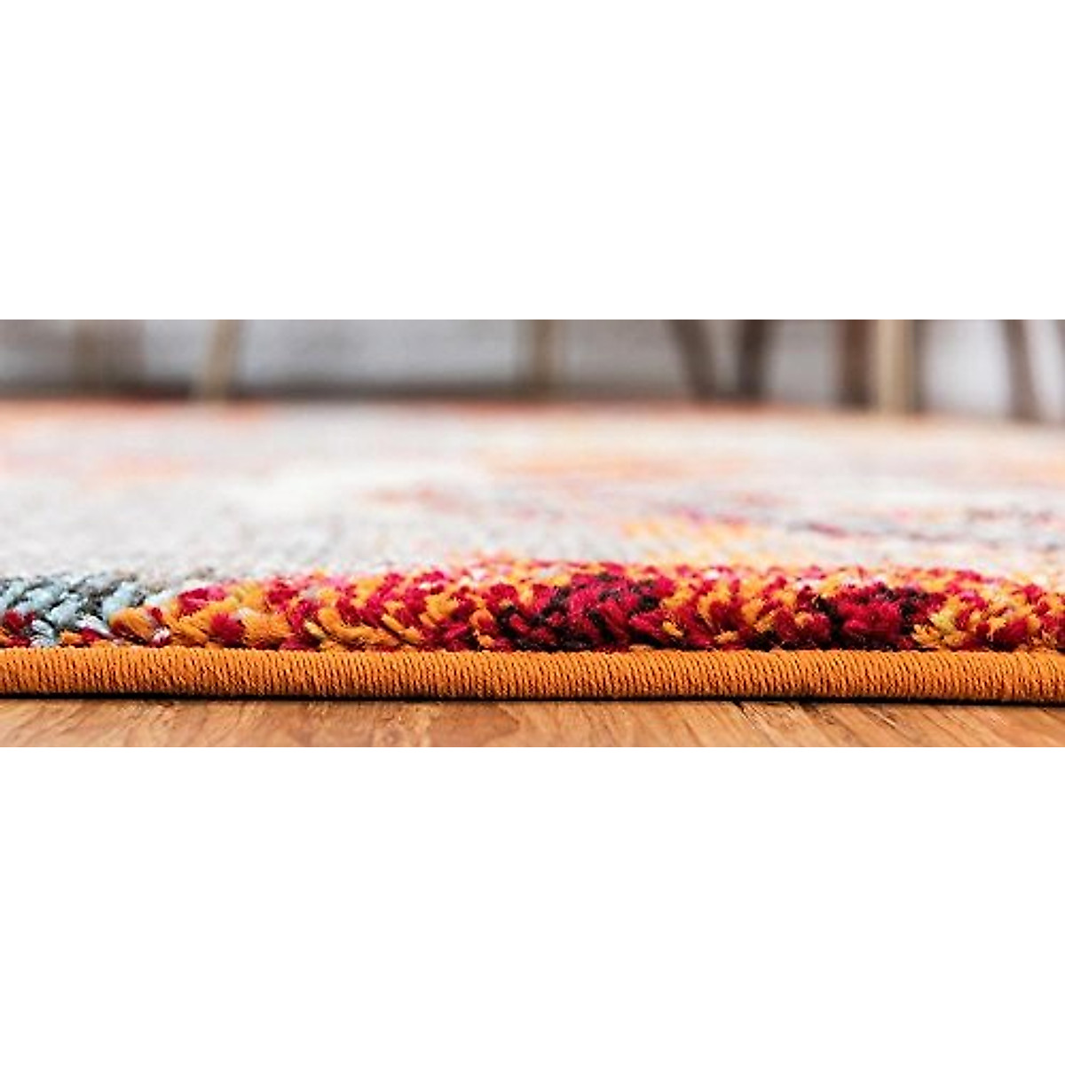Unique Loom Estrella Collection Modern, Abstract, Light Colors, Distressed Area Rug, 5 ft x 8 ft, Orange/Beige