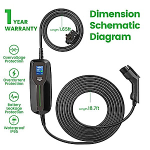 BESENERGY 40 Amp EV Charger Level 2 NEMA 14-50 220V-240V Upgraded J1772 Portable EV Charging Cable, 20 ft Electric Vehicle Charger Compatible with All EV Car