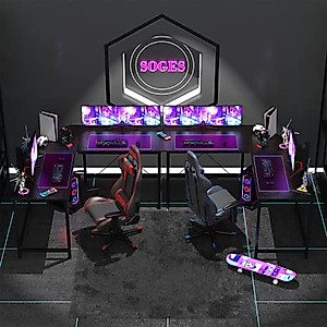 L-Shaped Desk Computer Corner Desk, L Shaped Home Office Desk, Large Gaming Desk Sturdy Writing Desk Writing Workstation, Simple Modern Gaming Desk, Black