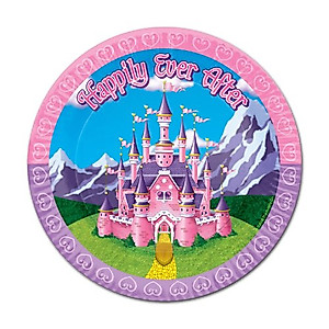 Beistle Princess Castle Round Paper Plates, 7", pink