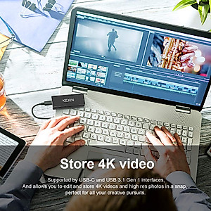 KEXIN 120GB Portable External SSD - Up to 400MB/s - USB-C, USB 3.1 Mini Game Drive Solid State Flash Drive Disk, Compatible with Mac OS, Windows, Laptop, X-Box, PS4