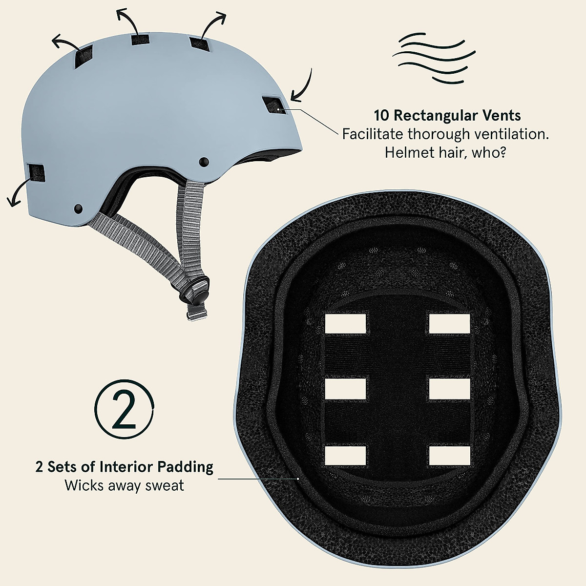 Retrospec Dakota Bicycle / Skateboard Helmet for Adults - Commuter, Bike, Skate, Scooter, Longboard & Incline Skating -Highly Protective & Premium Ventilation- Medium - Matte Crystal Blue