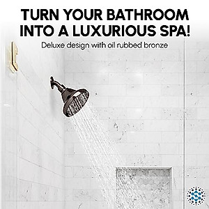 ShowerMaxx, Luxury Spa Series: Bronze Shower Head, 5 inch 6 Spray Settings Adjustable High Pressure Showerhead with 360 Degree Tilt, Experience MAXX-imum Comfort and Elegance (Oil Rubbed Bronze)