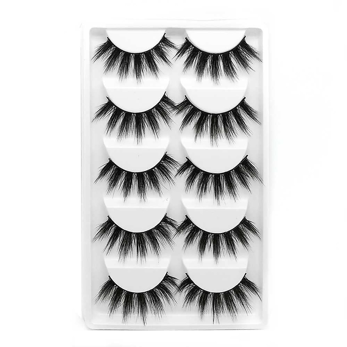 GGOKOK False Eyelashes 3D Faux Mink Eyelashes Handmade Luxurious Volume Fluffy Natural False Eyelashes Fluffy Long Soft Reusable Eyes Lashes Dramatic Eyelashes 5 Pairs