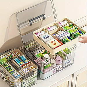 Generic Large Capacity Medicine Storage Box, Medicine Box with Portable Handle, Durable, Multi-layered Plastic Pill Organizer, for Household, Travel & Office Use, Z240511