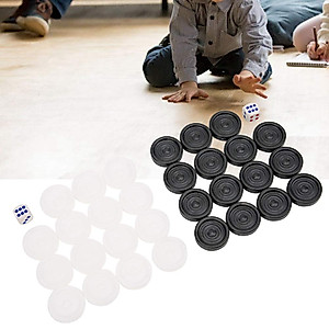 Wooden Backgammon Pieces, 22mm Plastic Black White Backgammon Checkers Pieces Set Solid Wood Checkers Set Staunton Chess