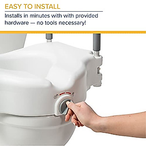 Drive Medical RTL12027RA 2-in-1 Raised Toilet Seat with Removable Padded Arms, Standard Seat