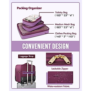 MATEIN Rolling Briefcase for Women, Large 17 Inch Laptop Travel Bag with Wheels & 3 Packing Cubes, Carry On Business Luggage Office Roller Computer Case Suitcase for Teacher College Work, Purple