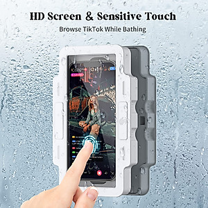Shower Phone Holder Waterproof 480°Rotation Shower Phone Case Bathroom Wall Mount Phone Holder Adhesive Phone Mount for Shower Wall Mirror Kitchen for iPhone 14 13 12 Pro Max XS XR All 4" - 7" Devices