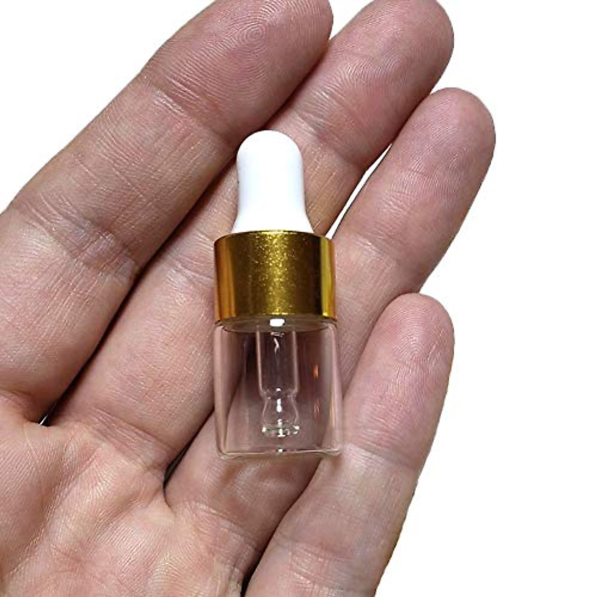 ConStore 100pcs Clear Glass Dropper Bottle Mini Perfume Essential Oil Bottles with Glass Eye Dropper Empty Sample Vial Jar Refillable Cosmetic Containers+3 Dropper+1 Funnel (3ml)