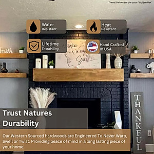 36 Inch Floating Shelf (Set of 2), Early American. Durable Floating Shelf Made in USA. Handcrafted Hardwood Shelving for Space Saving. 3 1/2 inches Tall, 5 1/2 Inches Deep and 36 inches Wide.