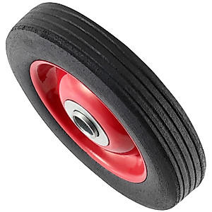 MUKLEI 5 Pack 6 x 1.2 Inch Solid Rubber Flat Free Tire, Hand Truck Wheel with Ball Bearing and 5/8 Inch Axle Diameter, Solid Rubber Wheel, 350 lbs Capacity