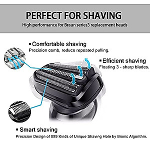 32B S3 Electric Replacement Shaver Head Accessories for Braun Series3 Shaving Razor Head, Suitable for Braun S3 3040s 3000s 3050cc 3010s 3070cc 3080s 3090s 310s 3020s 330s 370cc-4 380s-4, 3090cc Etc.