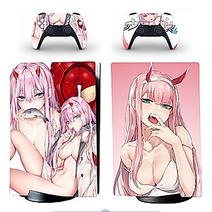 Vanknight PS5 Digital Edition Console Controllers Cover Anime Girl Skin Decals Sticker for PS5 Digital Console Hot Girl