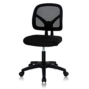 BestShop Home Office Chair Computer Chair Mid Back Mesh Chair Height Adjustable Student Chair Ergonomic Desk Chair Task Chair No Armrest Executive Rolling Swivel Chair with Casters, Black
