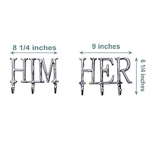 Bliss & Dane His and Hers Towel Hooks for Bathrooms | Set of 2 HIM and HER | Towel Racks for Bathroom |6 Robe Hooks | Bathroom Organizer | Wall Mounted | Bathroom Towel Rack | His and Hers Gifts