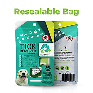 Danken® Tick Remover for Dogs | Tick Removal Tool for Dogs, Cats, Horses, and Humans | Enhanced Design | Tick Tweezers | Dog Tick Remover Tool | Tick Grabber | Tick Puller (2 Pack Resealable Bag)
