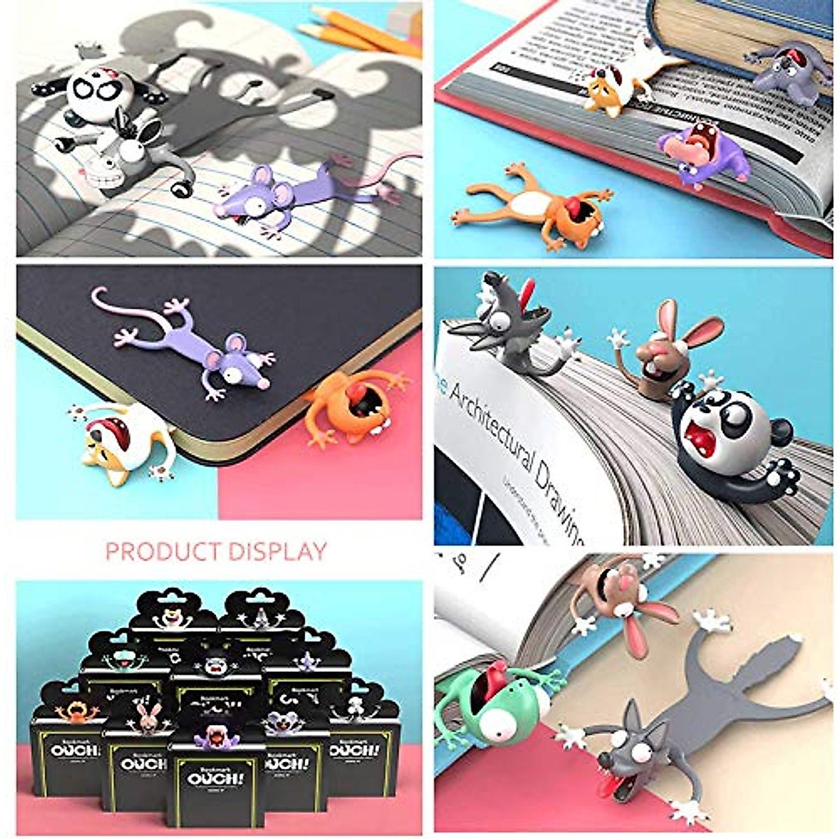 Lovely Bookmarks, Wakaka Funny 3D Cartoon Bookmark Animals Reading Bookmarks for Students Office Stationery Creative Gift Ideal for Boys Girls (Gecko)