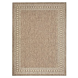 PRIYATE Indoor/Outdoor Area Rug 5'3" x 7'6'' – Border Design Freedom Asha Collection - Easy to Clean, Water/Stain/Fade Resistant, Pet Friendly, High Traffic Carpet for Patio, Deck, Living Room